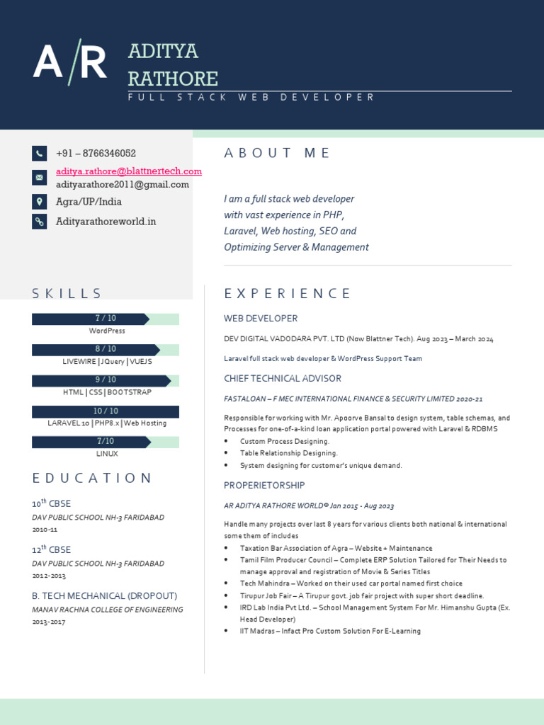 Aditya Rathore Resume | PDF | Computing | Software