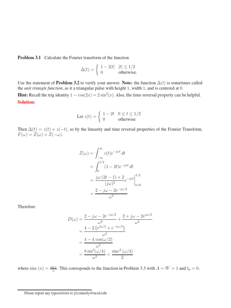 FT_Prob_Sol | PDF | Convolution | Mathematical Concepts