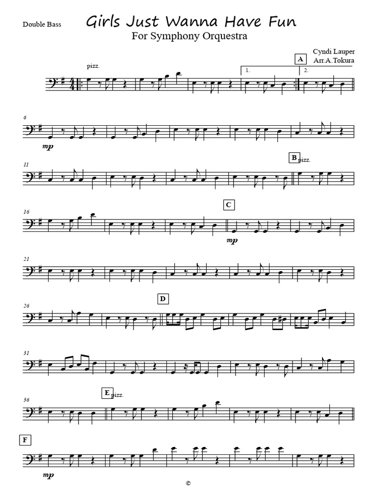 Girls Wanna Have Fun - Double Bass | PDF