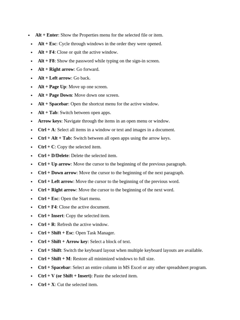 Windows Shortcut Keys. | PDF | Computer Keyboard | Control Key