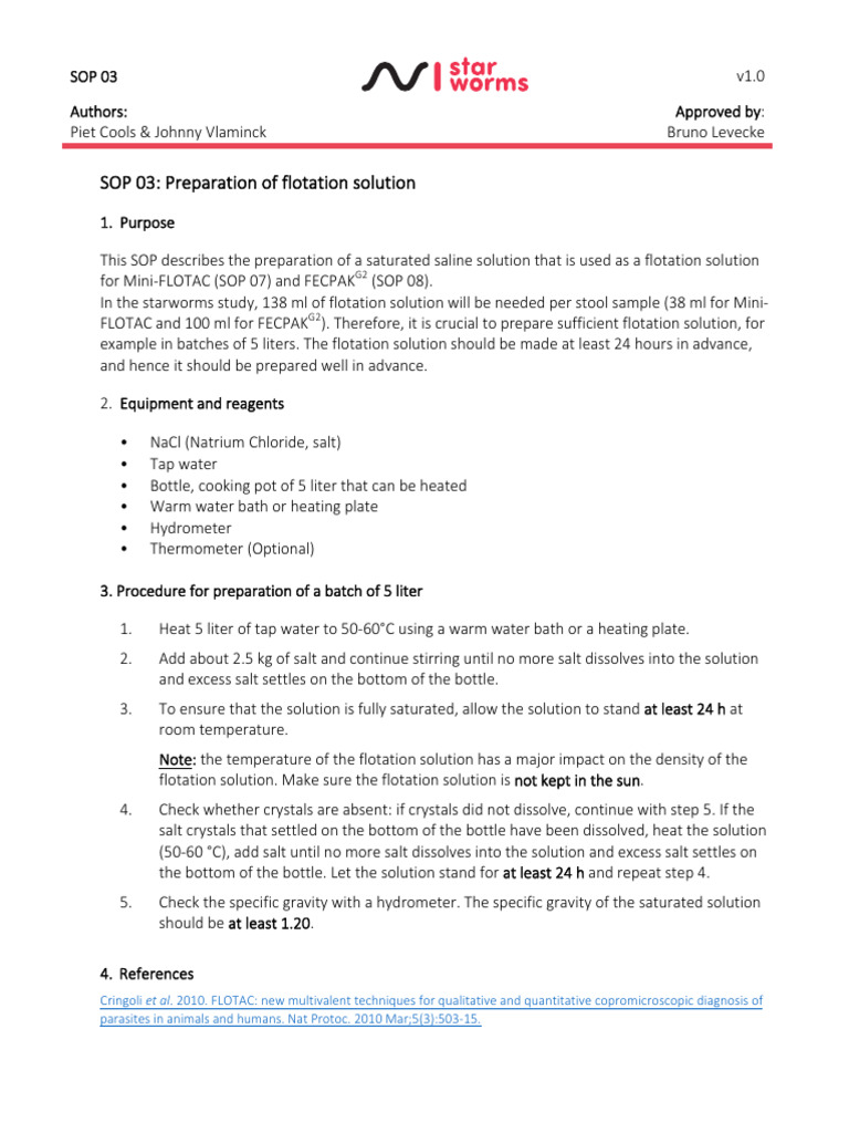 SOP 03_ Preparation of Flotation Solution_v1_0 | PDF