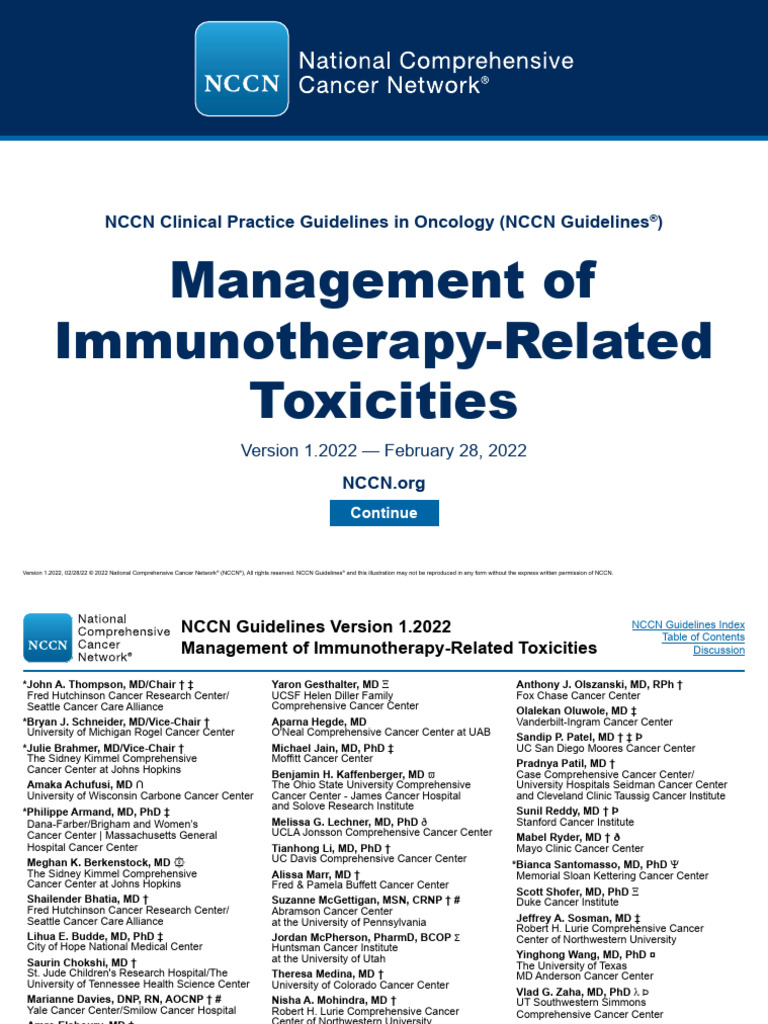 Immunotherapy Toxicity Management Guidelines | PDF | Medicine ...