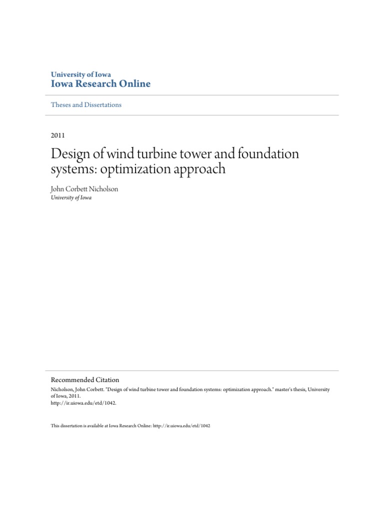 Design of Wind Turbine Tower and Foundation | PDF | Buckling | Bending