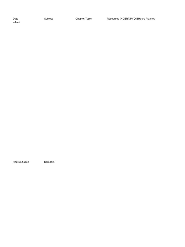 JEE Study Planner-1 | PDF