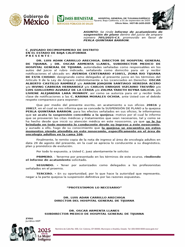 Informe de Acatamiento Perla Quintana Barron | PDF