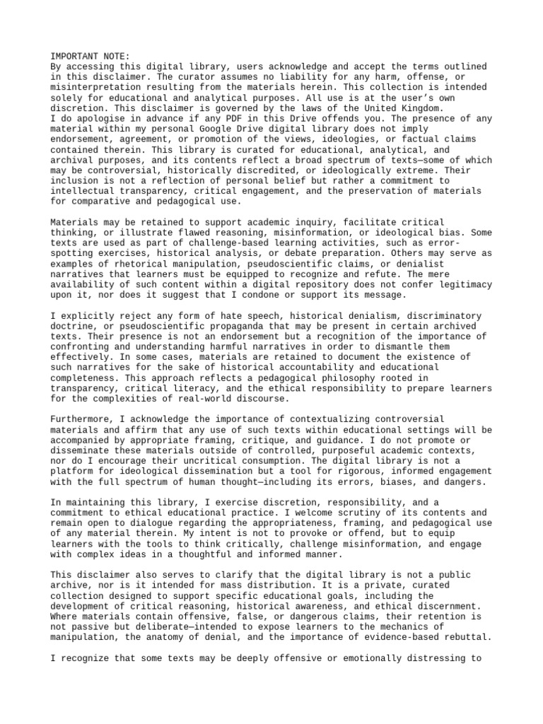 Digital Library Disclaimer and Purpose | PDF | Critical Thinking | Pedagogy