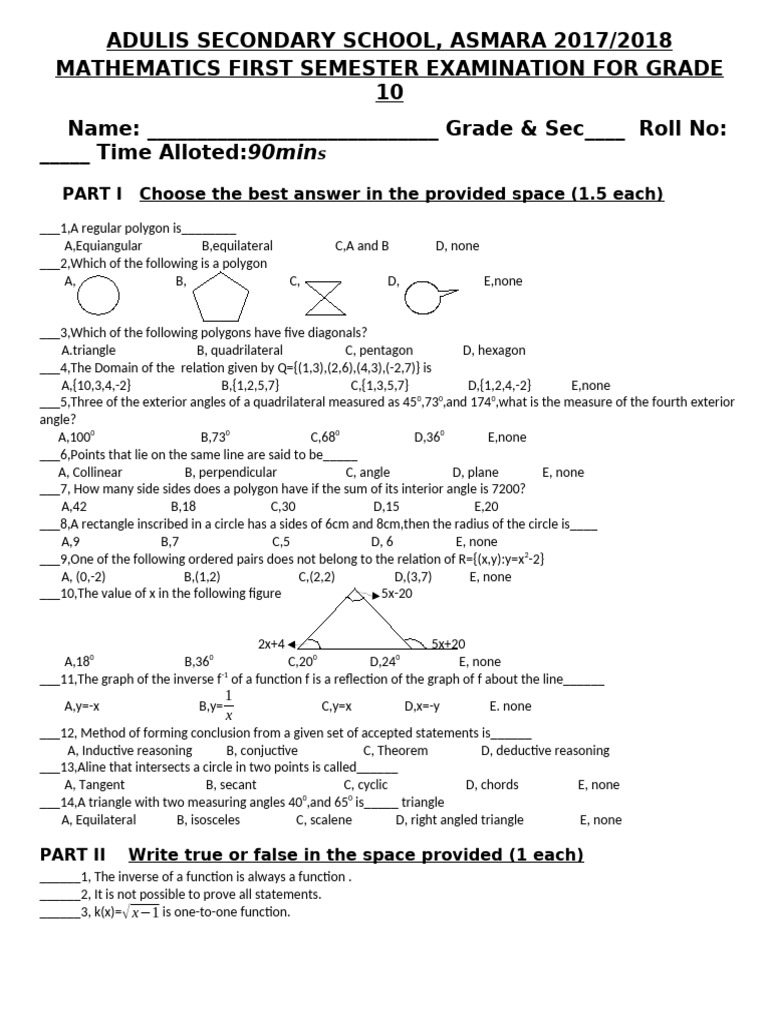 Math Grade 10 - Copy | PDF | Triangle | Circle