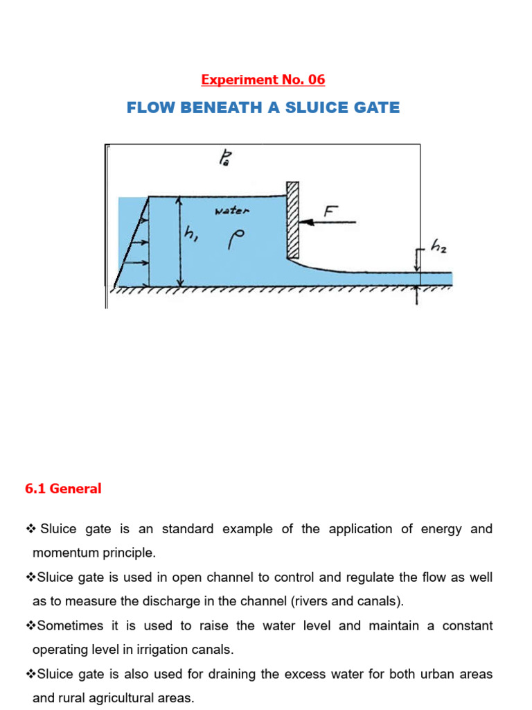 Discharge Measurement Under Sluice Gate | PDF | Fluid Mechanics ...