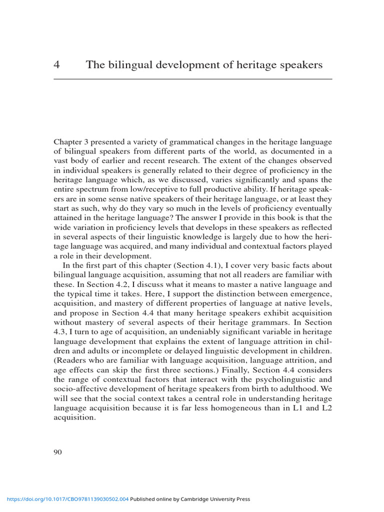 Bilingual Development of Heritage Speakers | PDF | Second Language ...