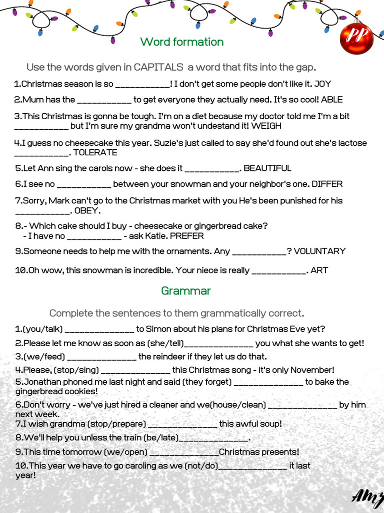 Christmas Language Exercises and Activities | PDF