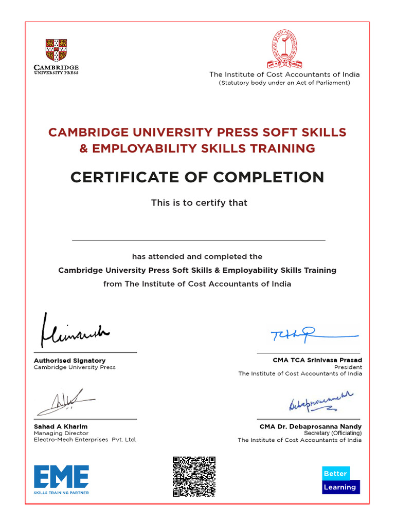 Cambridge Soft Skills Training Certificate | PDF