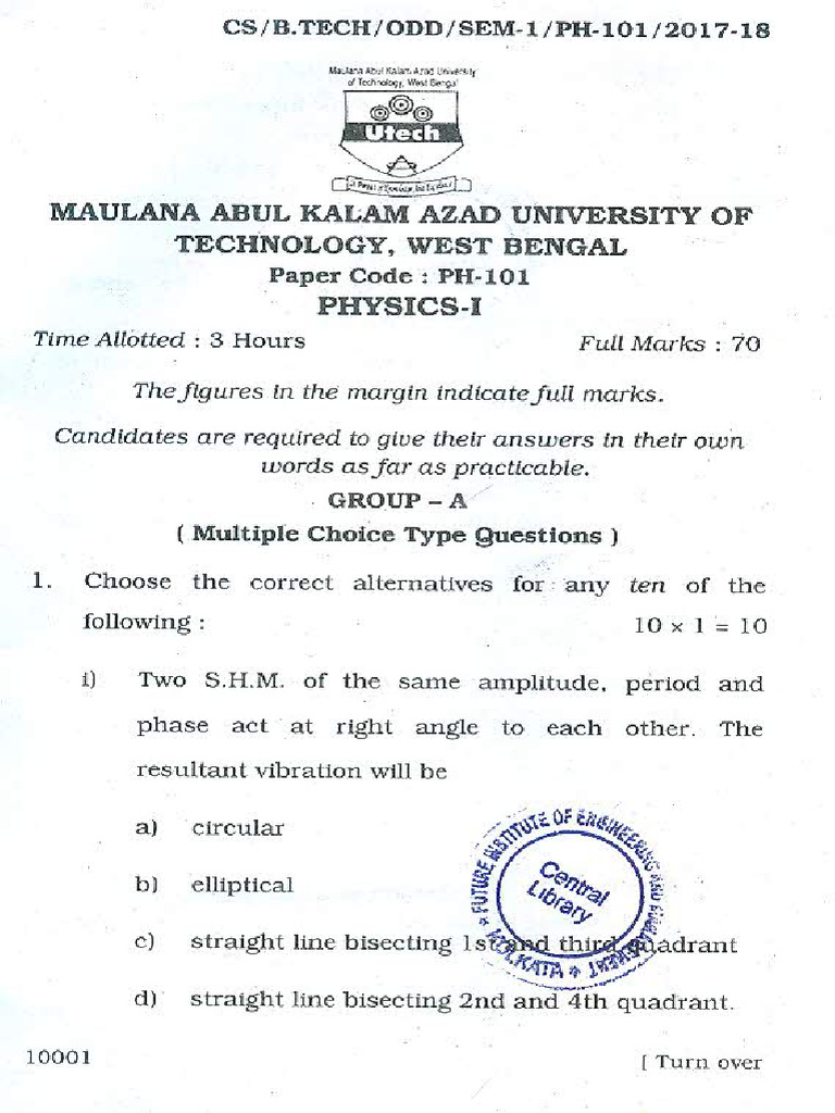 Physics-1_PH101_2017 | PDF