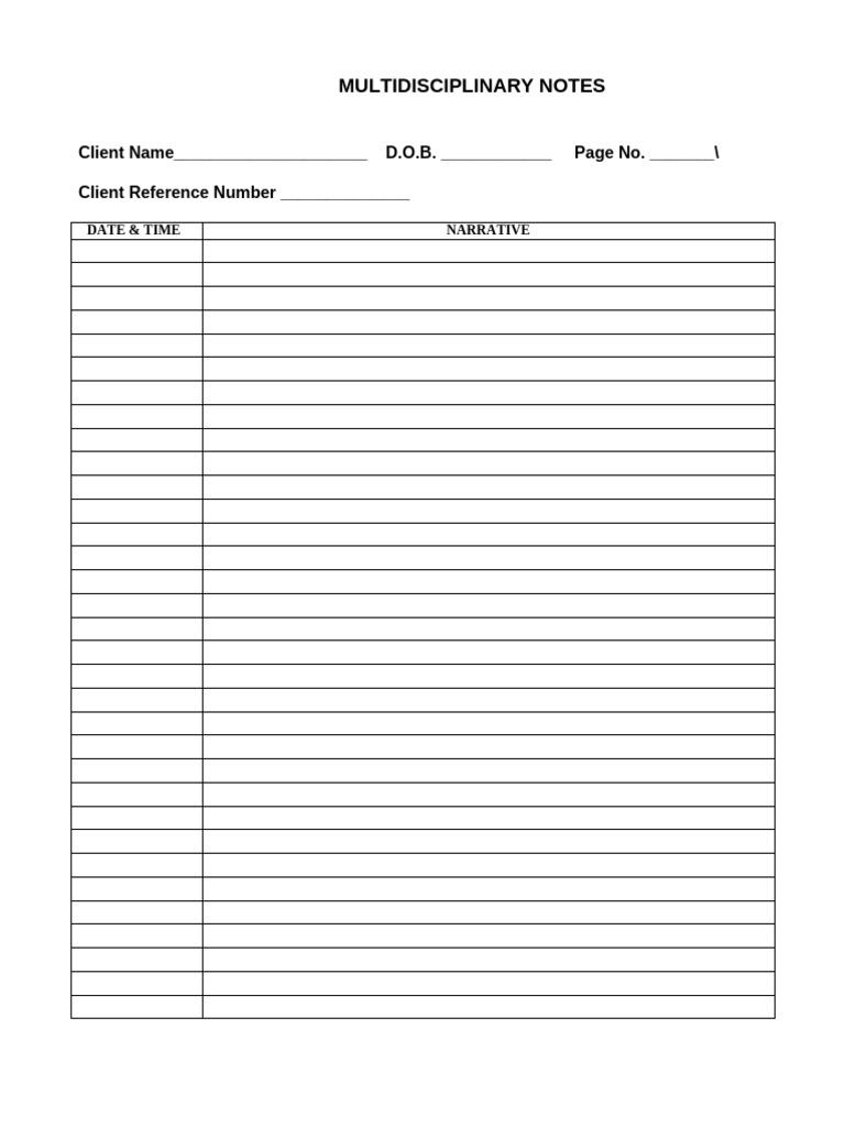Multidisciplinary Client Notes Template | PDF