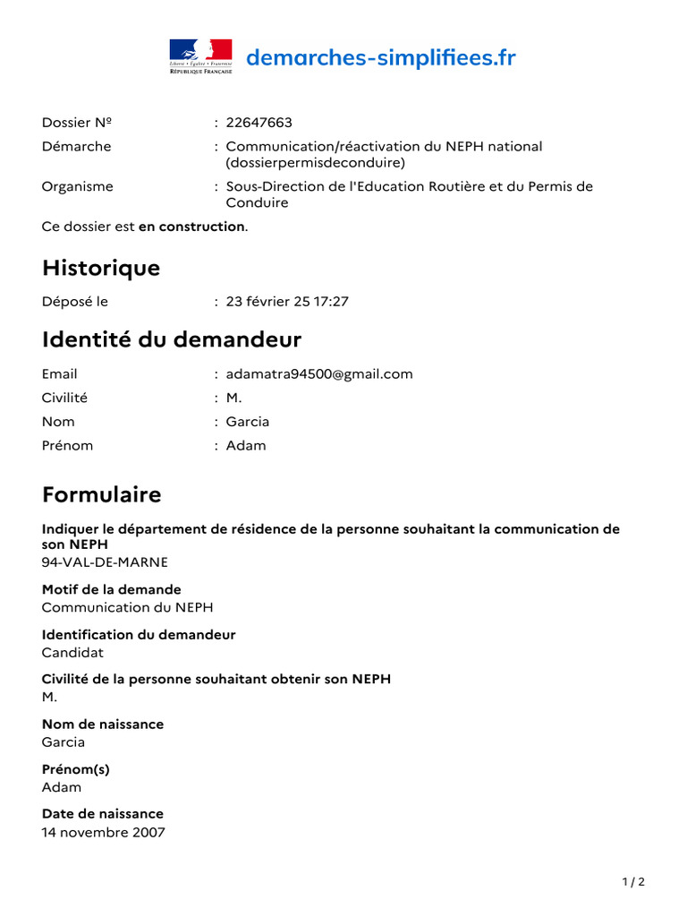 Demande de communication NEPH 94 | PDF