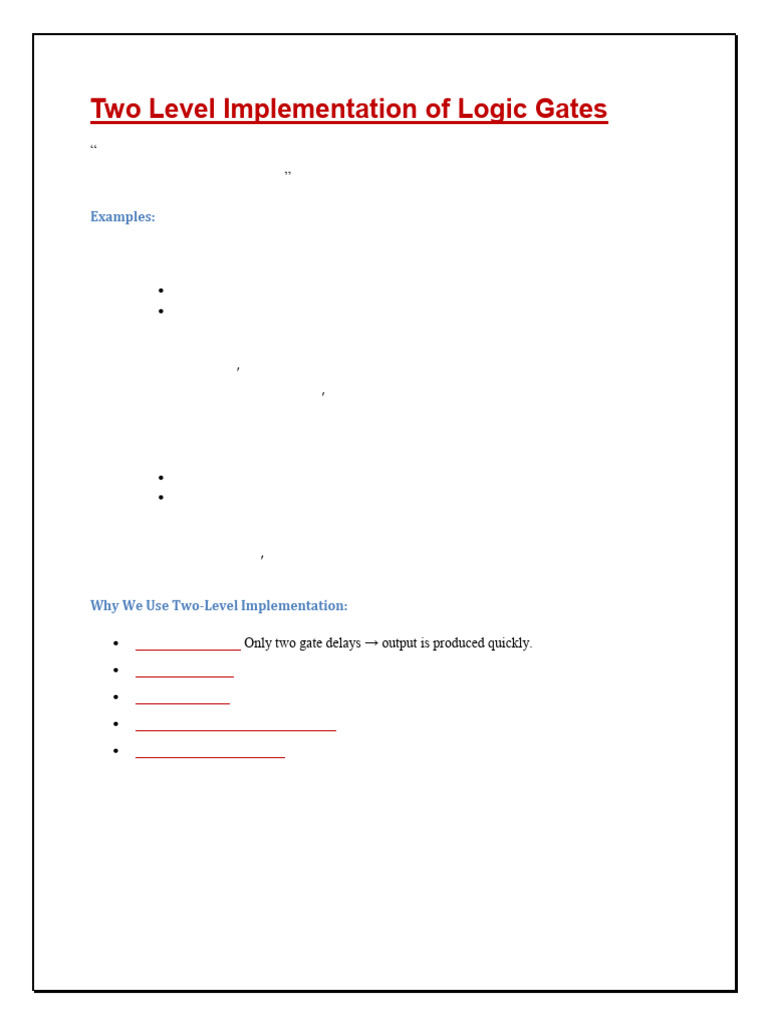 Two Level Implementation of Logic Gates | PDF
