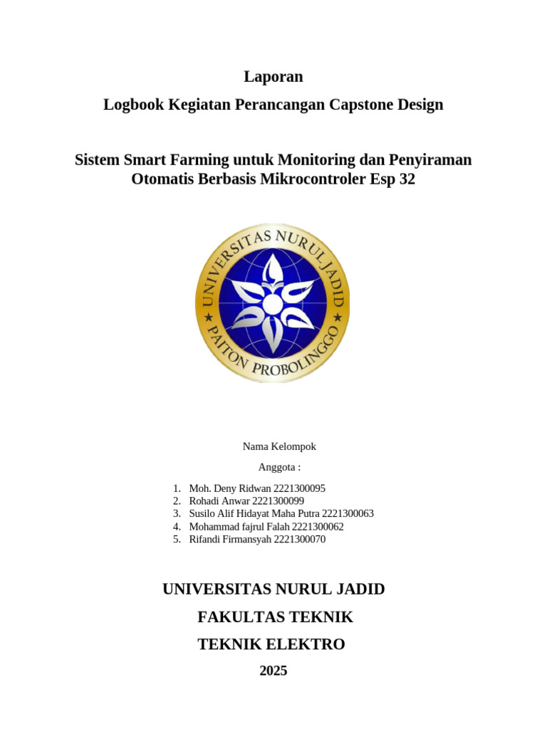 Smart Farming: Logbook Capstone Design | PDF