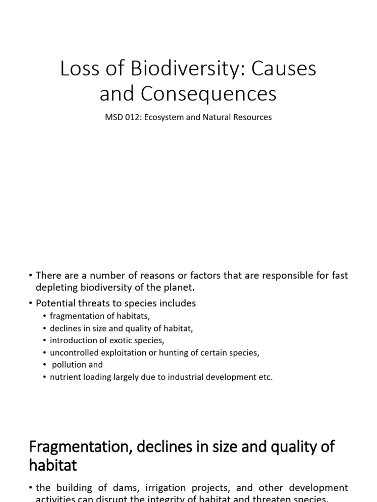 Loss of Biodiversity-Causes and Consequences Editor | PDF ...