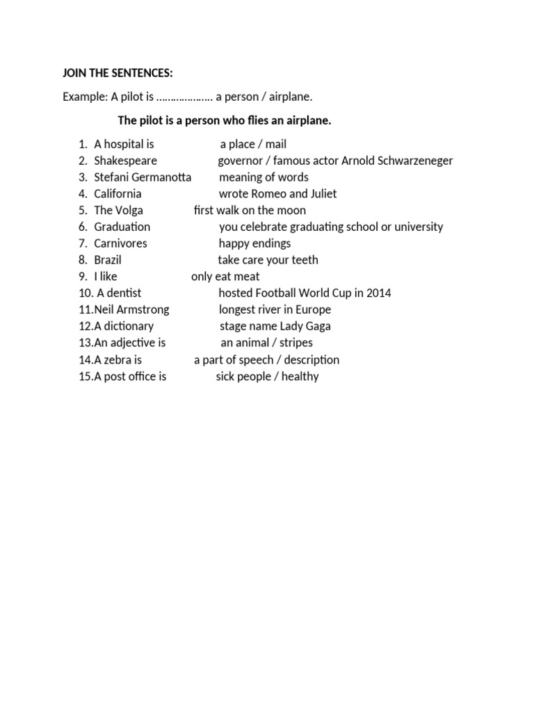 Join the Sentences | PDF