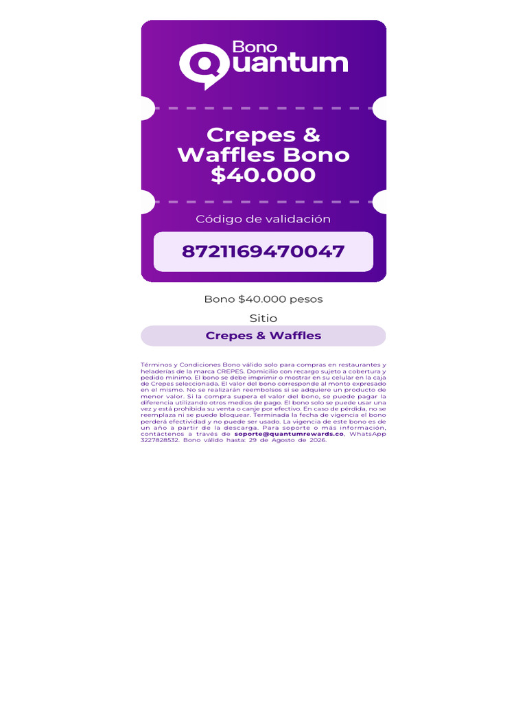 Boleta Quantum-Crepes Waffles Bono 40000 | PDF