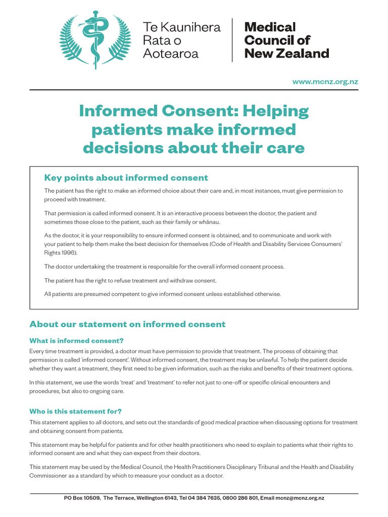 Informed Consent Guidelines for Doctors | PDF | Informed Consent ...