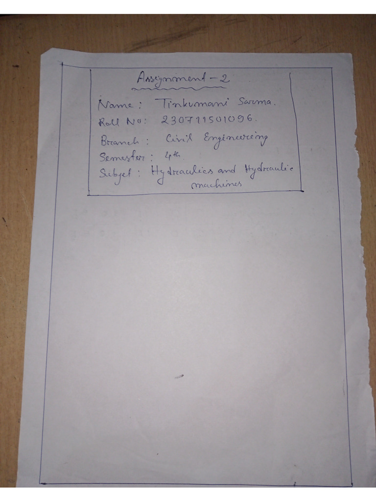 Hydraulics Assignment 2 | PDF