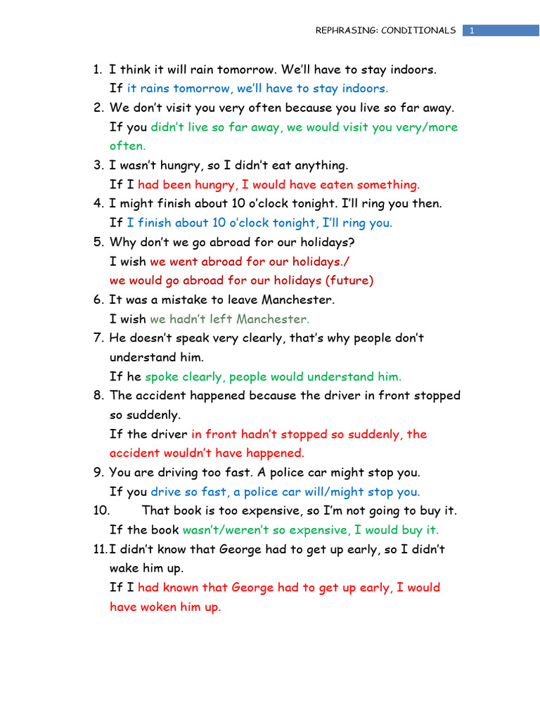Conditional Rephrasing Examples | PDF