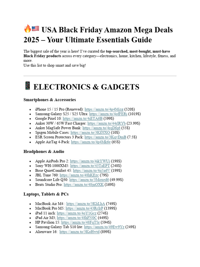 USA Black Friday Amazon Mega Deals 2025 | PDF | Smartphone