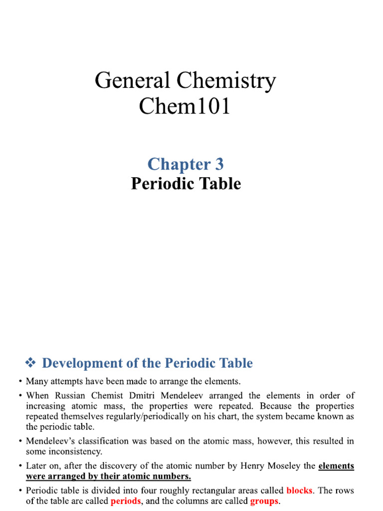 Chapter 3-Periodic Table | PDF