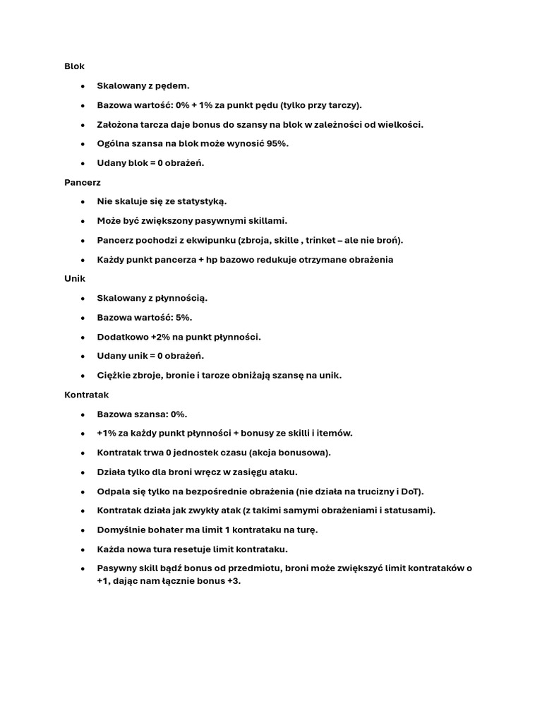 Design Log - Blok, Pancerz, Unik i Kontratak | PDF