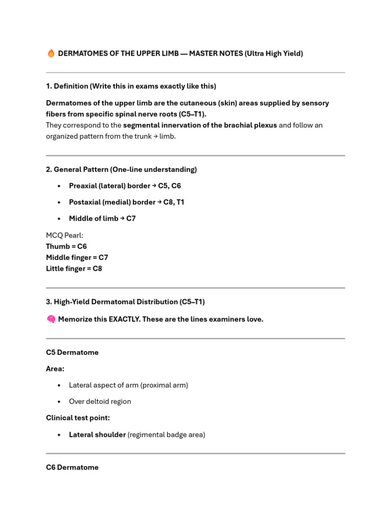 ? DERMATOMES OF THE UPPER LIMB | PDF | Arm | Human Anatomy