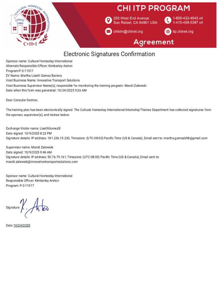 Signature Confirmation For Martha Liseth Gomez Barrera | PDF