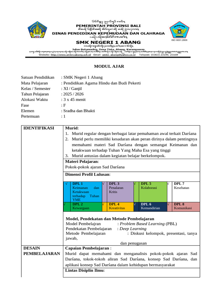 Modul Pembelajaran Sad Darśana SMK | PDF