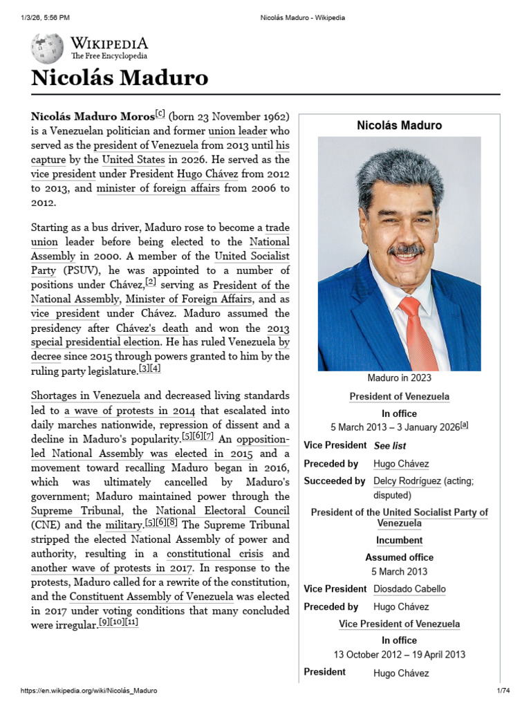 Nicolás Maduro - Wikipedia | PDF | Nicolás Maduro | Hugo Chávez