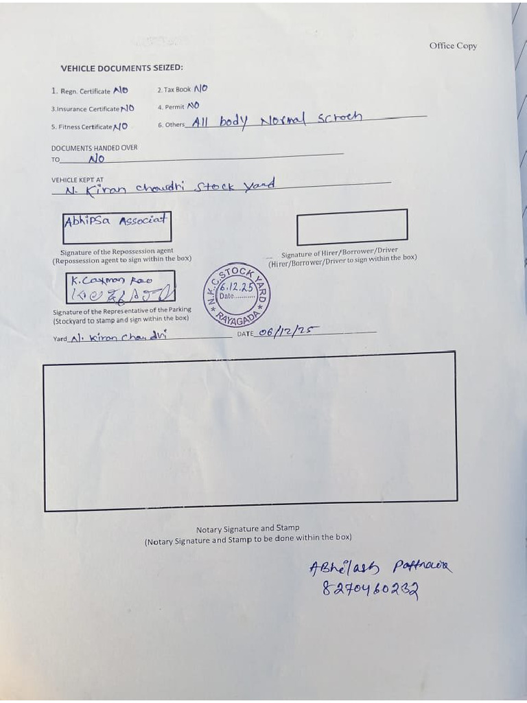 Vehicle Document | PDF
