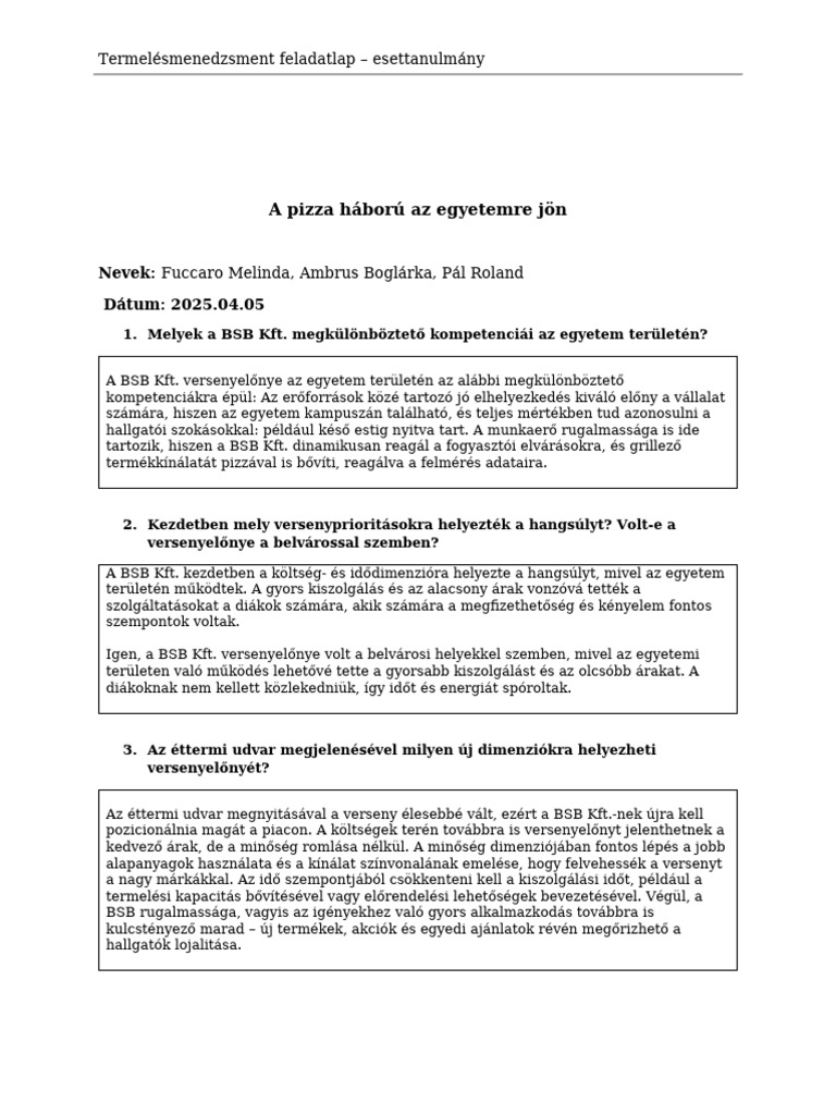 Pizza Háború Esettanulmány | PDF