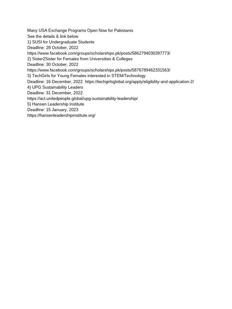 US Exchange Programs | PDF
