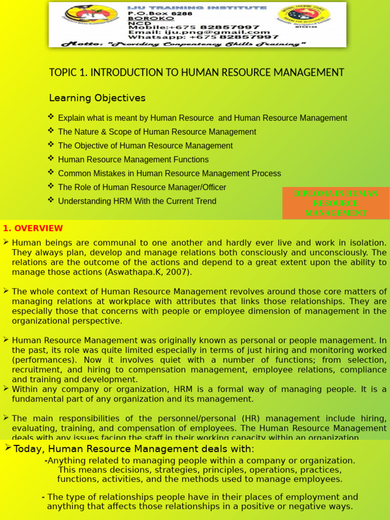 Introduction To HRM | PDF | Human Resource Management | Employment