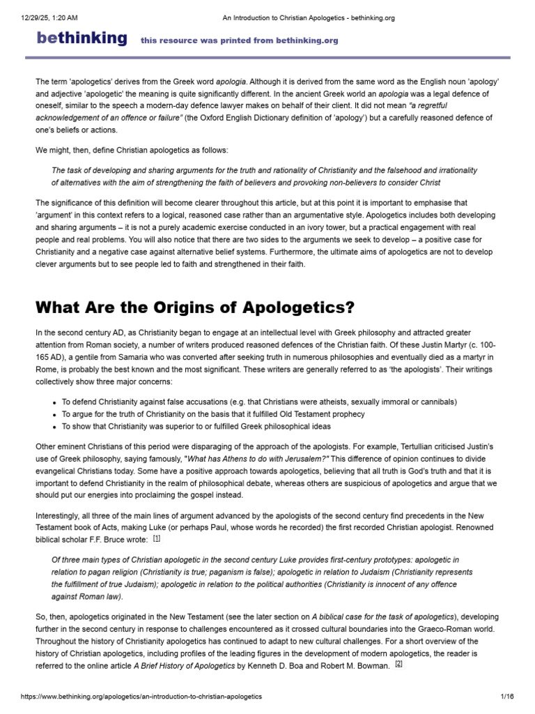 An Introduction To Christian Apologetics | PDF | Christian Apologetics ...
