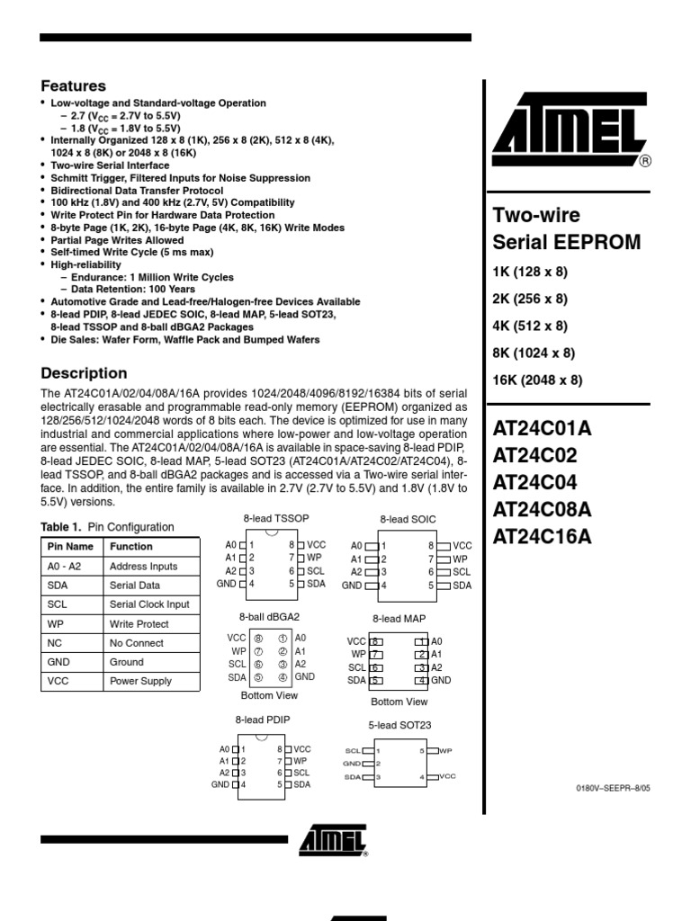 Atmel 24C02 | PDF | Microcontroller | Electrical Engineering