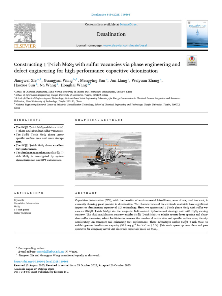 Constructing 1 T-rich MoS2 With Sulfur | PDF | X Ray Photoelectron ...
