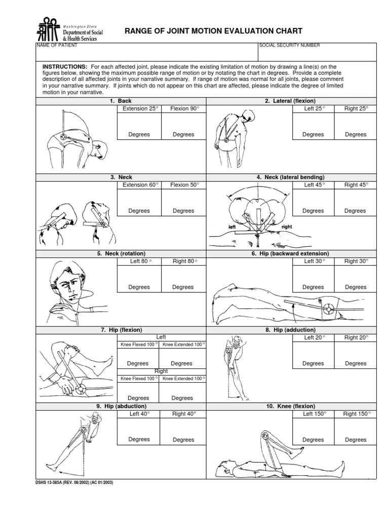 Range Of Motion Evaluation Chart Pdf Anatomical Terms Of Motion