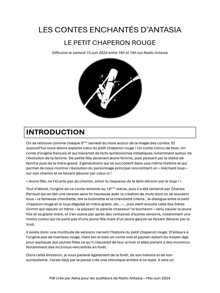 Contes d'Antasia : Petit Chaperon Rouge | PDF | Le Petit Chaperon rouge ...