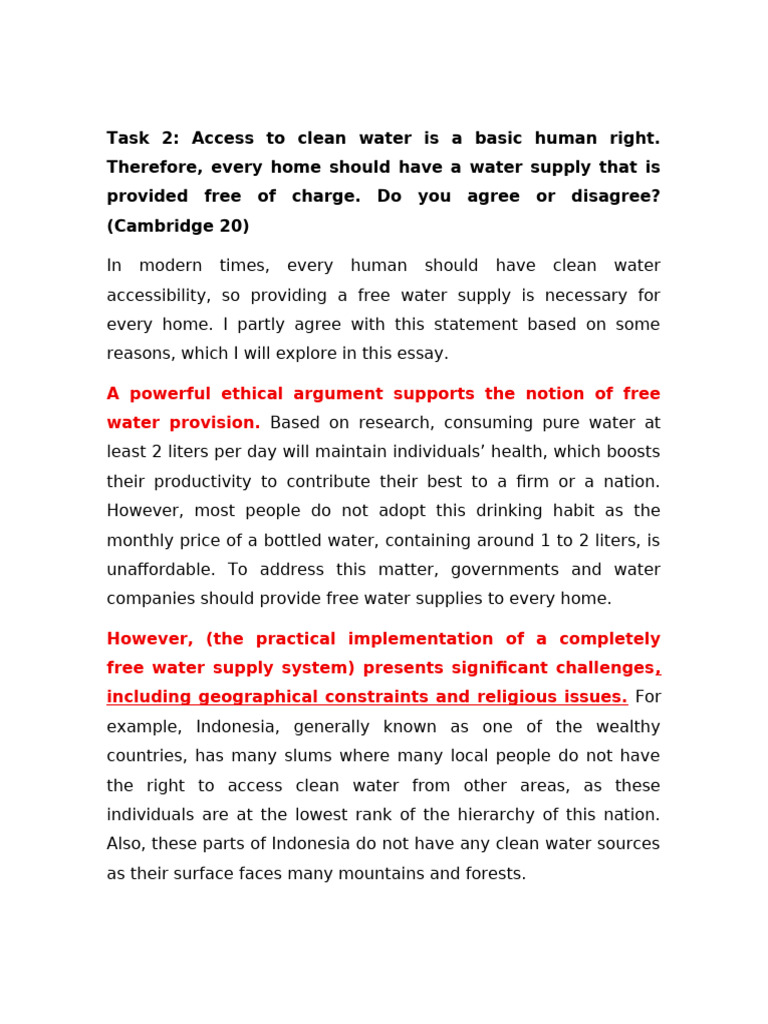 Free Clean Water: A Human Right Debate | PDF | Water