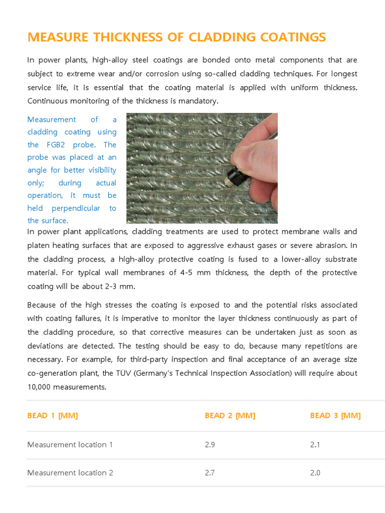 Measure Cladding Coating Thickness | PDF | Coating | Welding