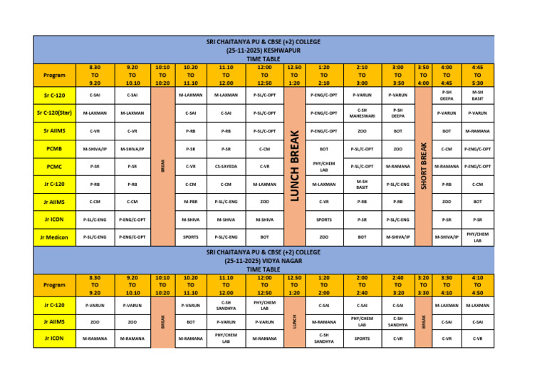 TIME TABLE 25-11-2025 | PDF