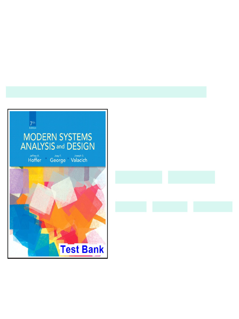 Modern Systems Analysis and Design 7th Edition Hoffer Test Bank - test ...
