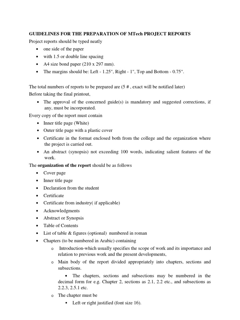 Guidelines For The Preparation of Mtech Project Reports | PDF | Subroutine | Software