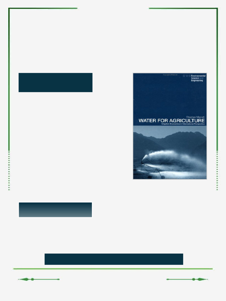 Water for Agriculture Irrigation Economics in International Perspective ...