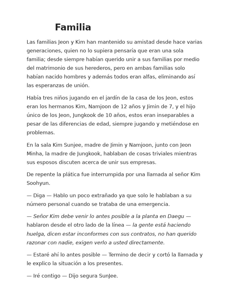 Tragedia y lazo familiar en los Kim y Jeon | PDF