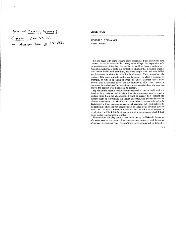 Stalnaker 78 | PDF